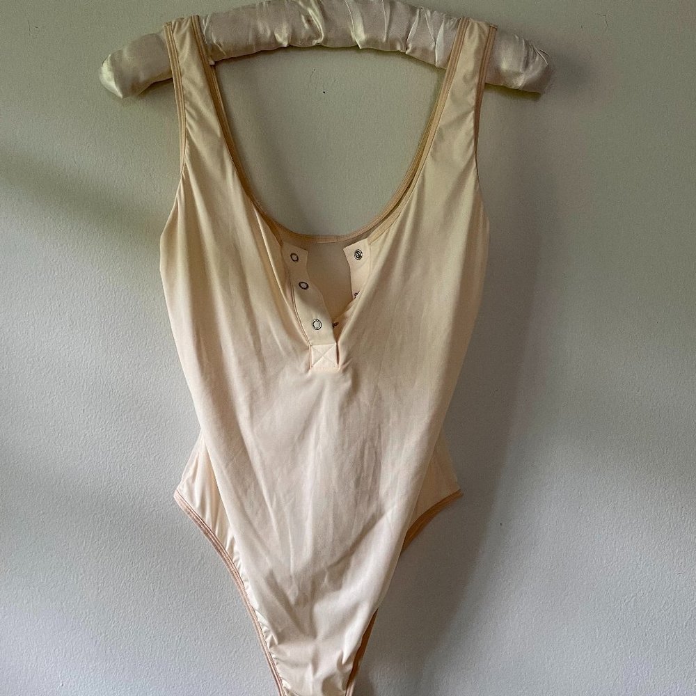 Negative Silky Bodysuit In Peach - Gem